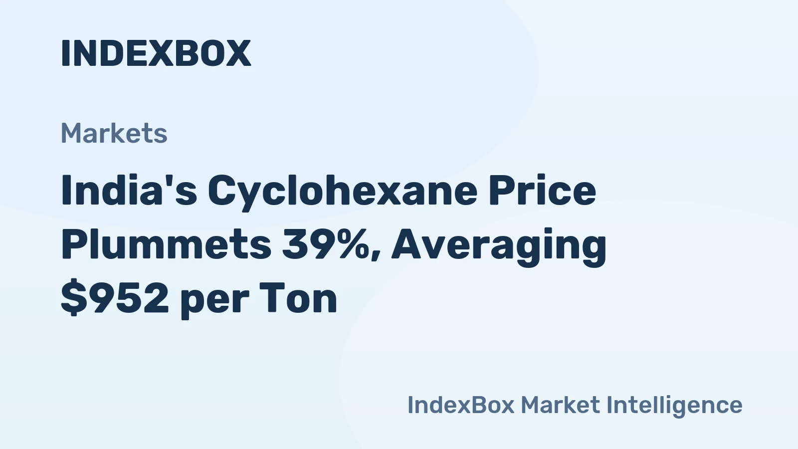 India's Cyclohexane Price Plummets 39%, Averaging $952 per Ton