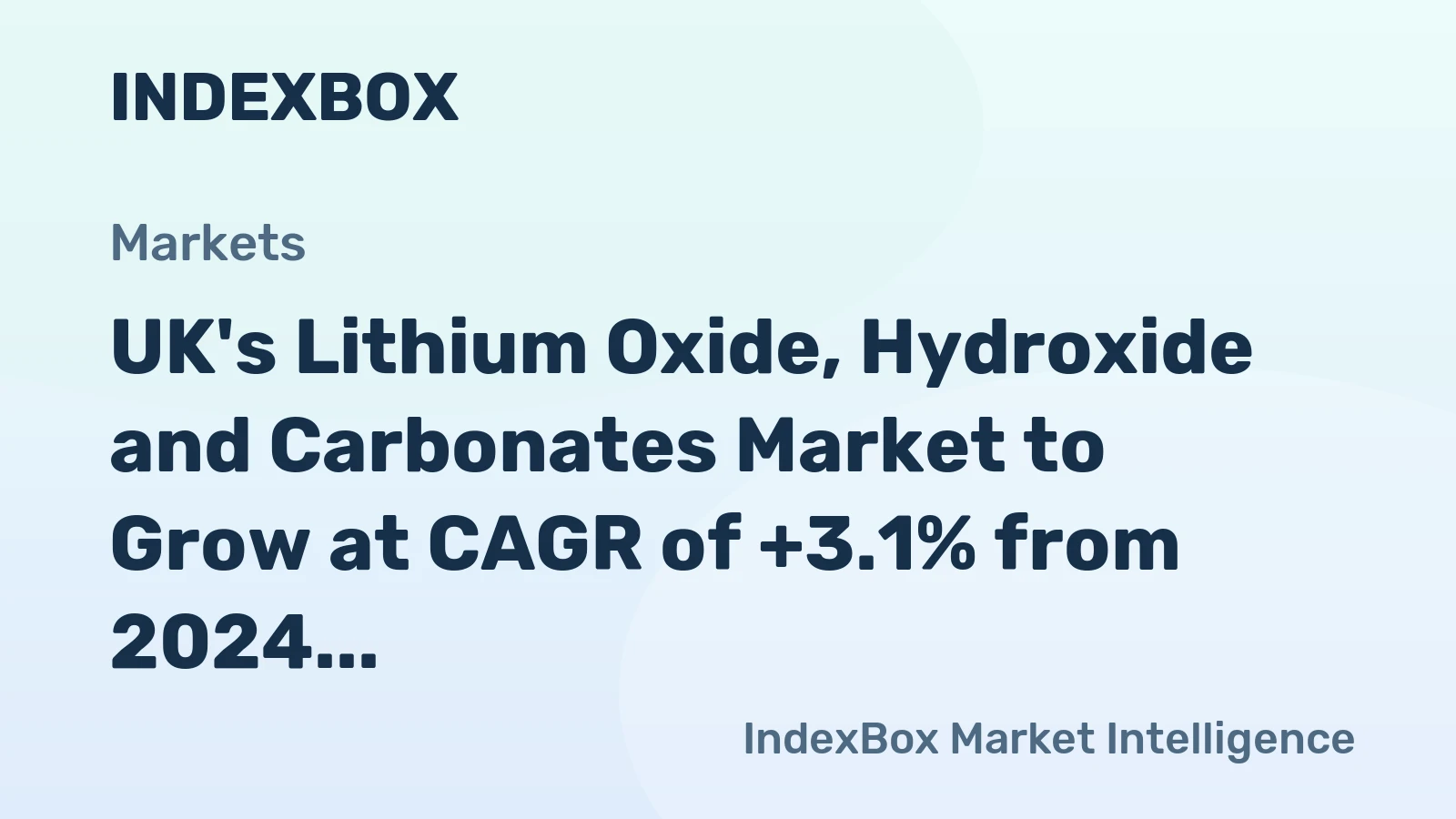UK's Lithium Oxide, Hydroxide and Carbonates Market to Grow at CAGR of +3.1% from 2024 to 2035, Reaching 1.6K Tons