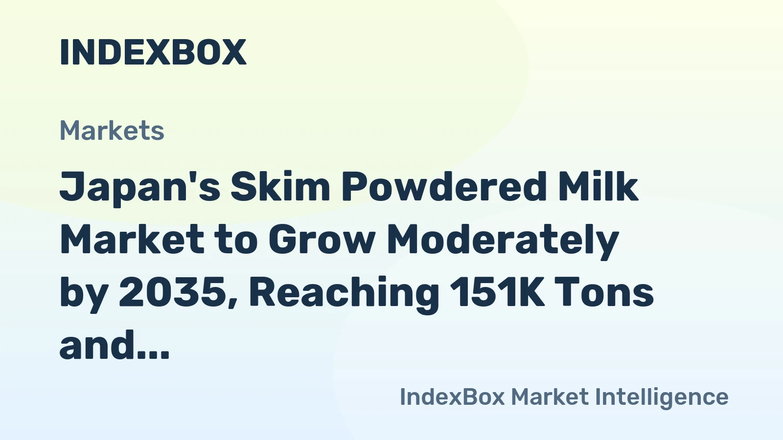 Japan's Skim Powdered Milk Market to Grow Moderately by 2035, Reaching 151K Tons and $463M in Value