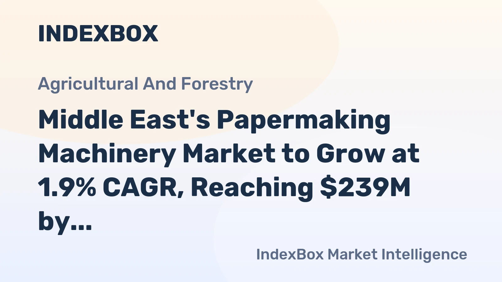 Middle East's Papermaking Machinery Market to Grow at 1.9% CAGR, Reaching $239M by 2035
