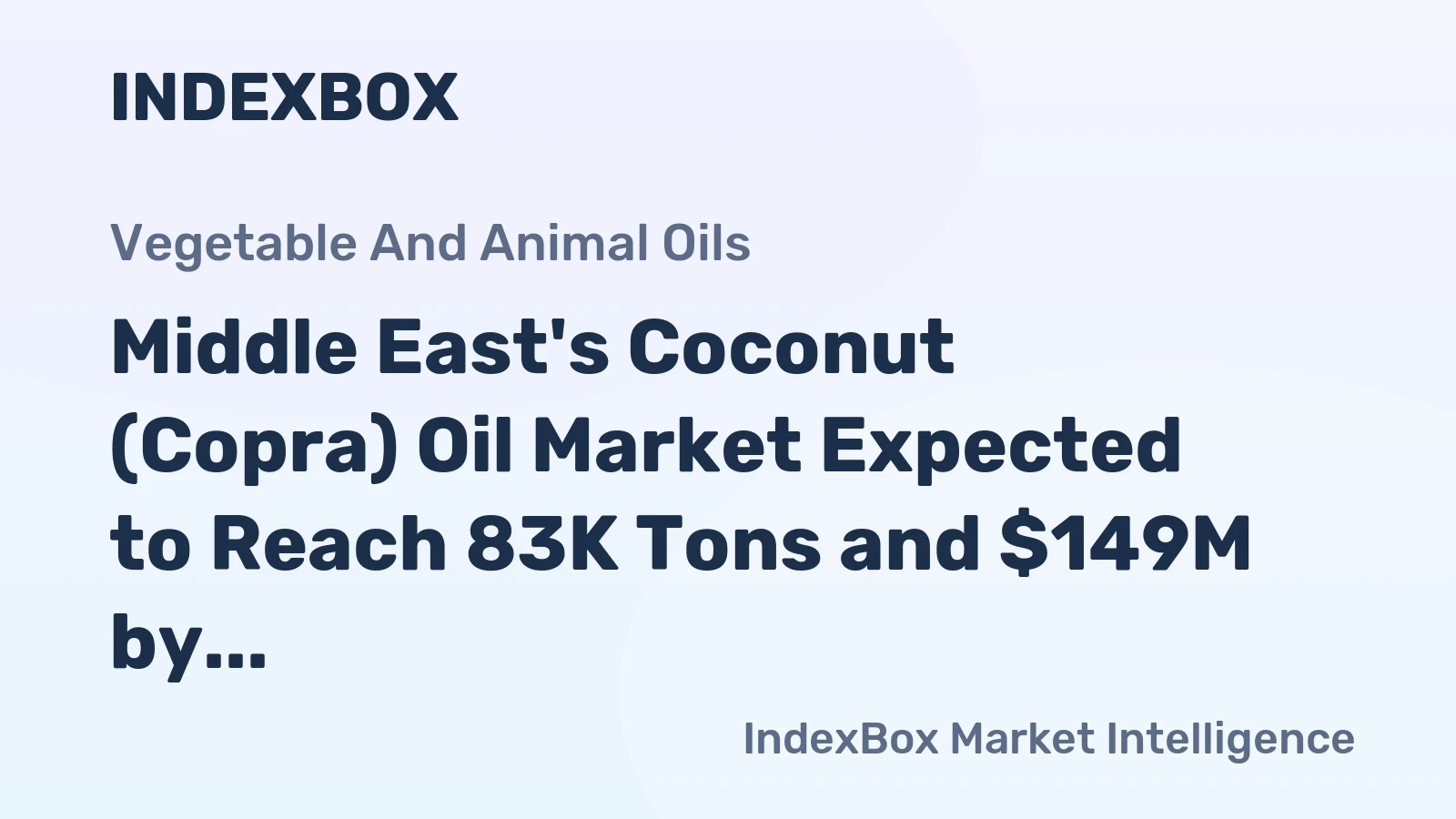 Middle East's Coconut (Copra) Oil Market Expected to Reach 83K Tons and $149M by 2035