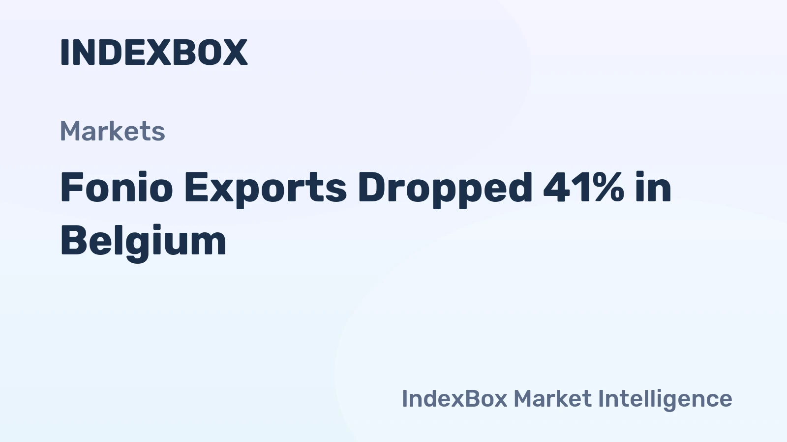 Fonio Exports Dropped 41% in Belgium