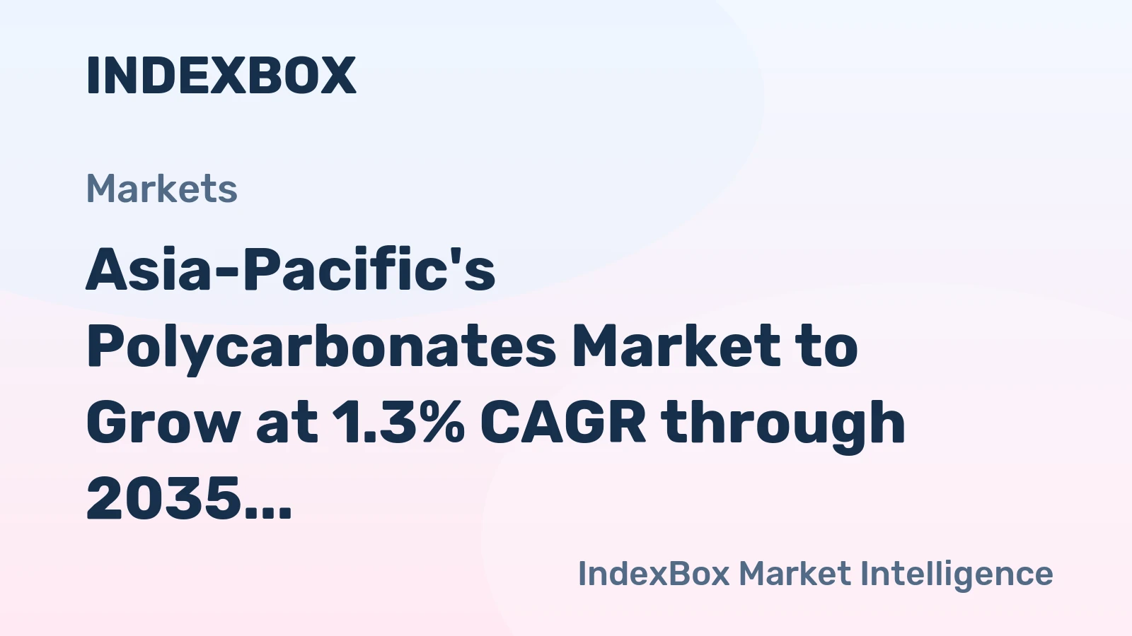 Asia-Pacific's Polycarbonates Market to Grow at 1.3% CAGR through 2035