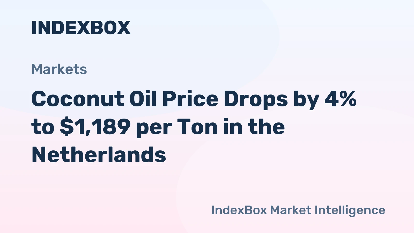 Coconut Oil Price Drops by 4% to $1,189 per Ton in the Netherlands