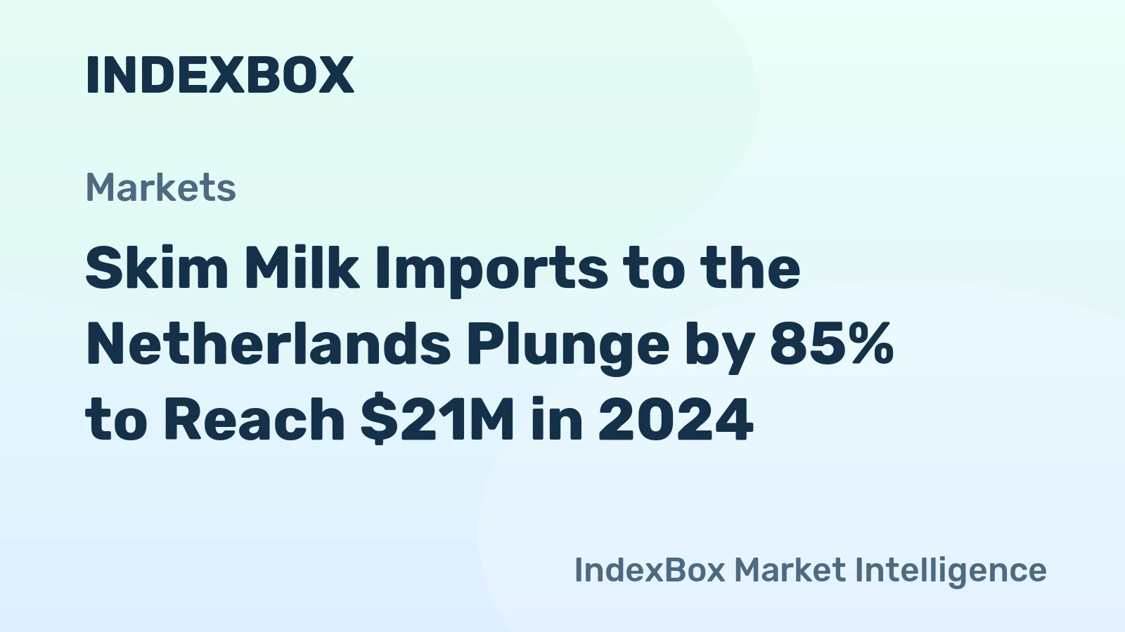 Skim Milk Imports to the Netherlands Plunge by 85% to Reach $21M in 2024