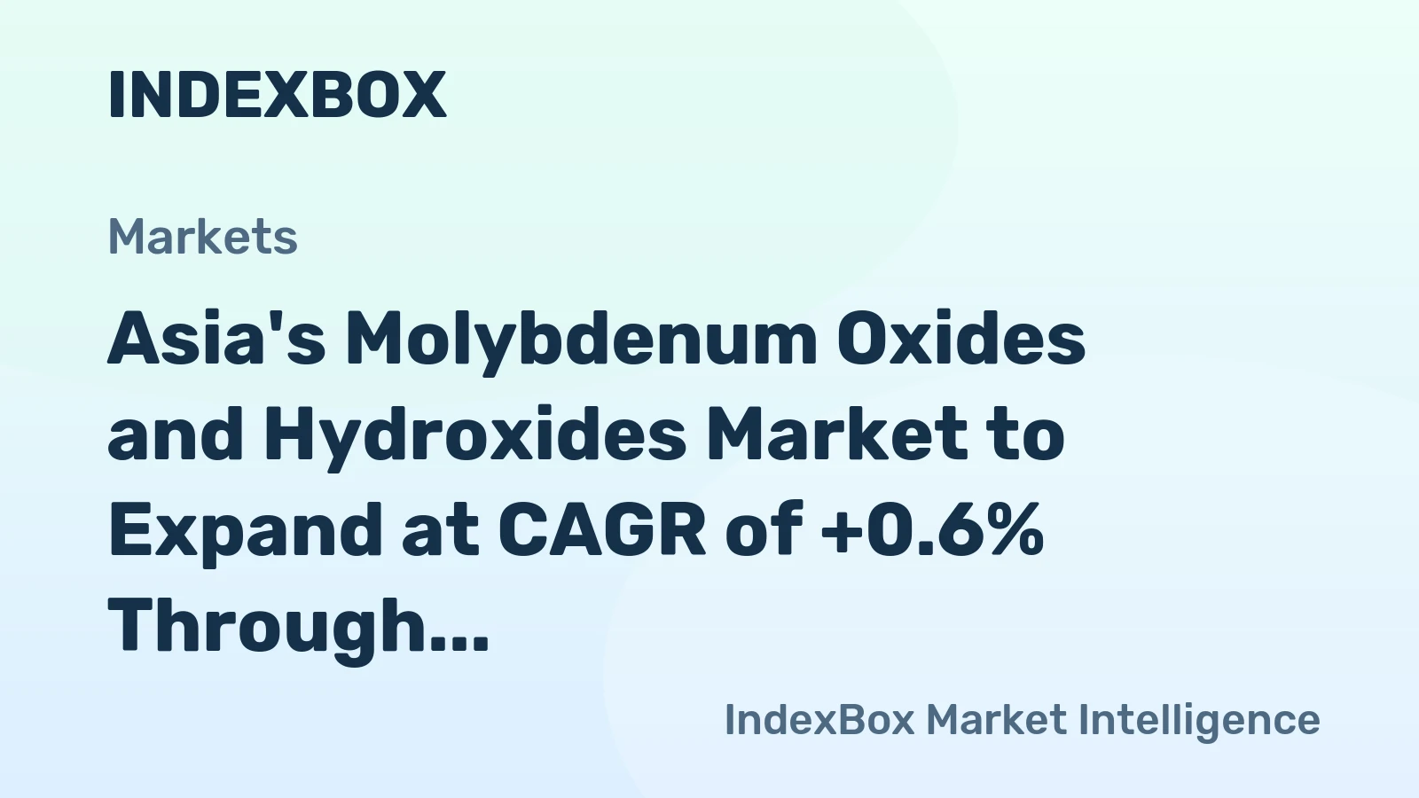 Asia's Molybdenum Oxides and Hydroxides Market to Expand at CAGR of +0.6% Through 2035, Reaching 25K Tons