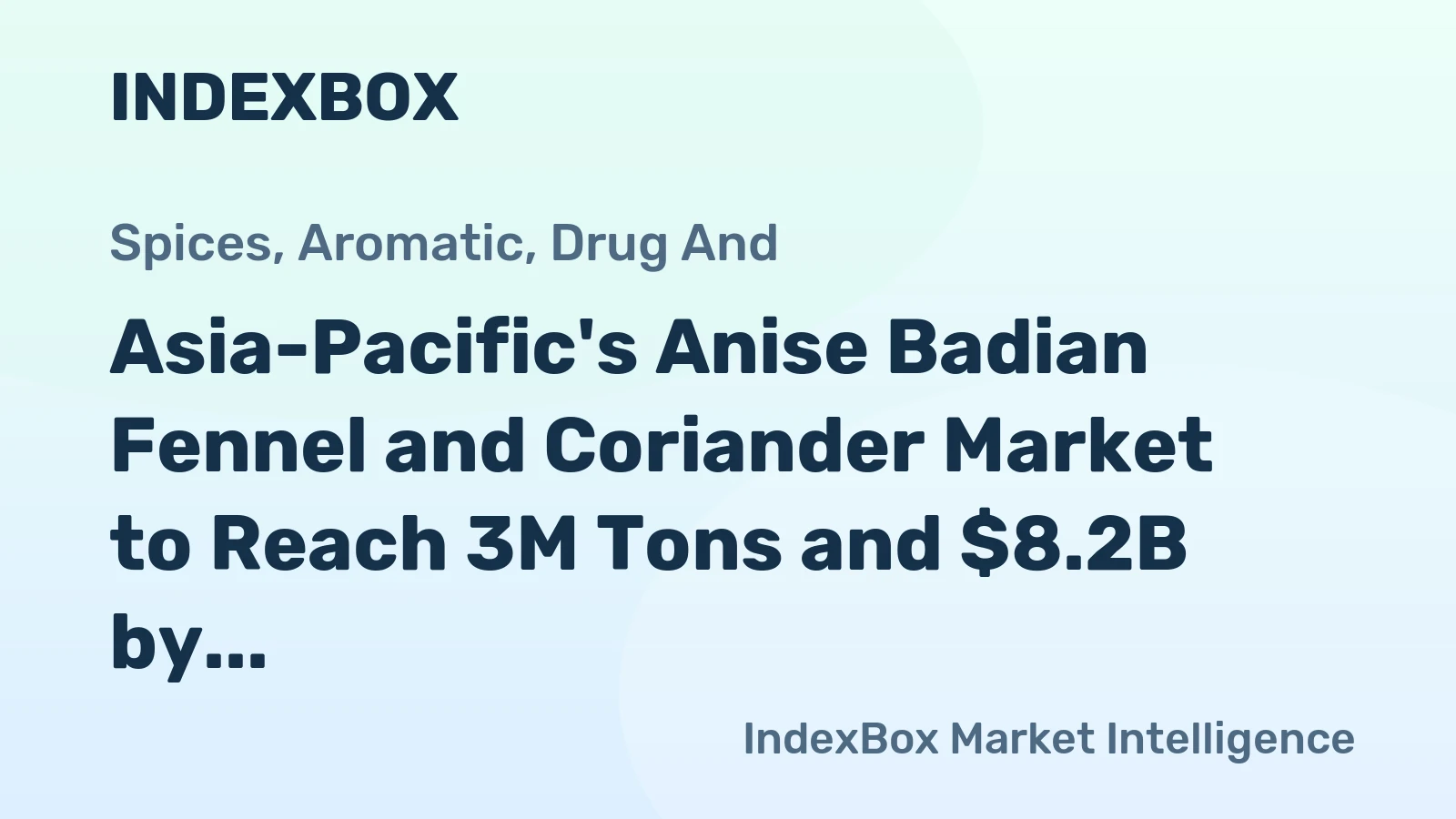 Asia-Pacific's Anise Badian Fennel and Coriander Market to Reach 3M Tons and $8.2B by 2035