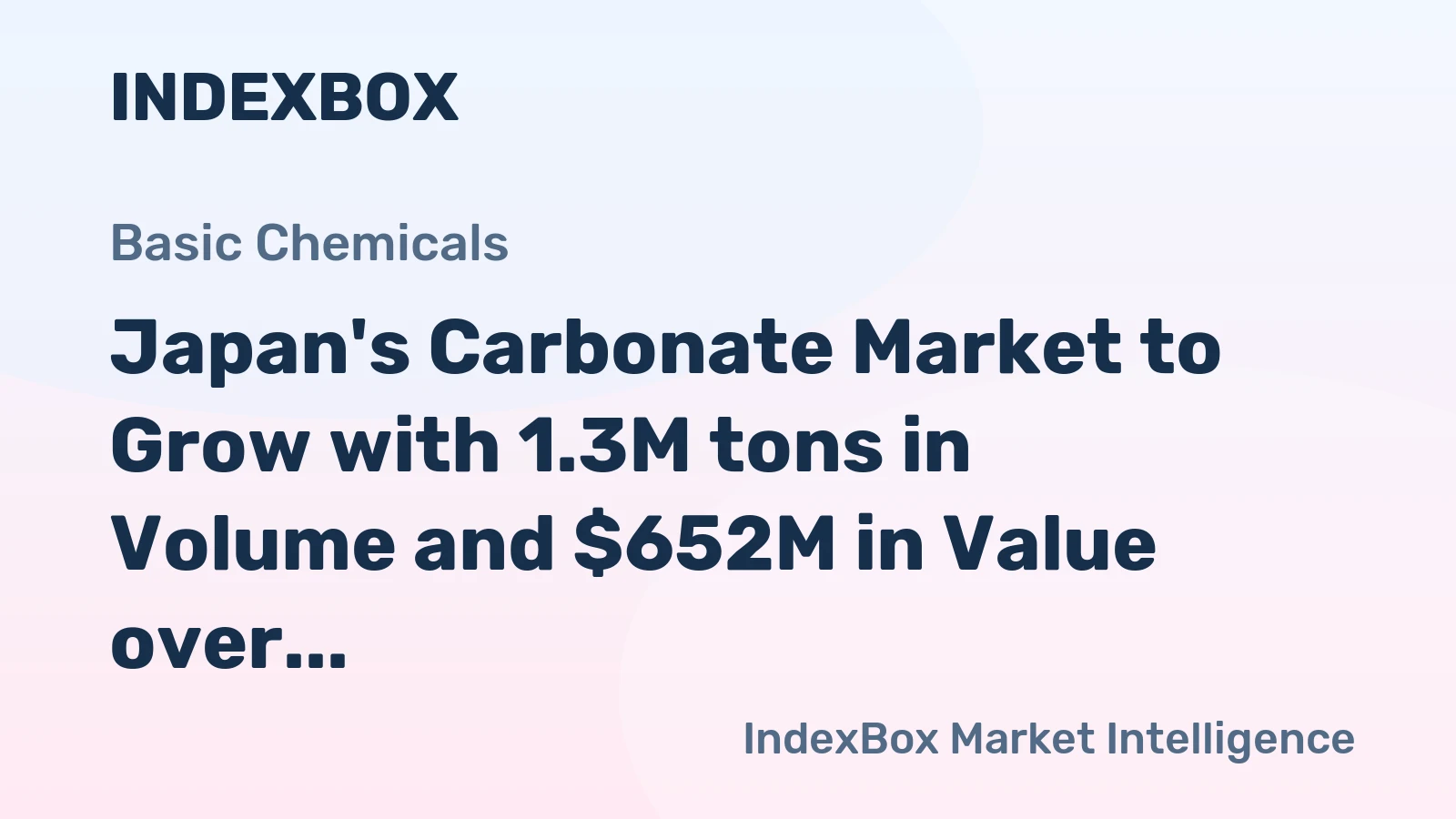 Japan's Carbonate Market to Grow with 1.3M tons in Volume and $652M in Value over Next Decade