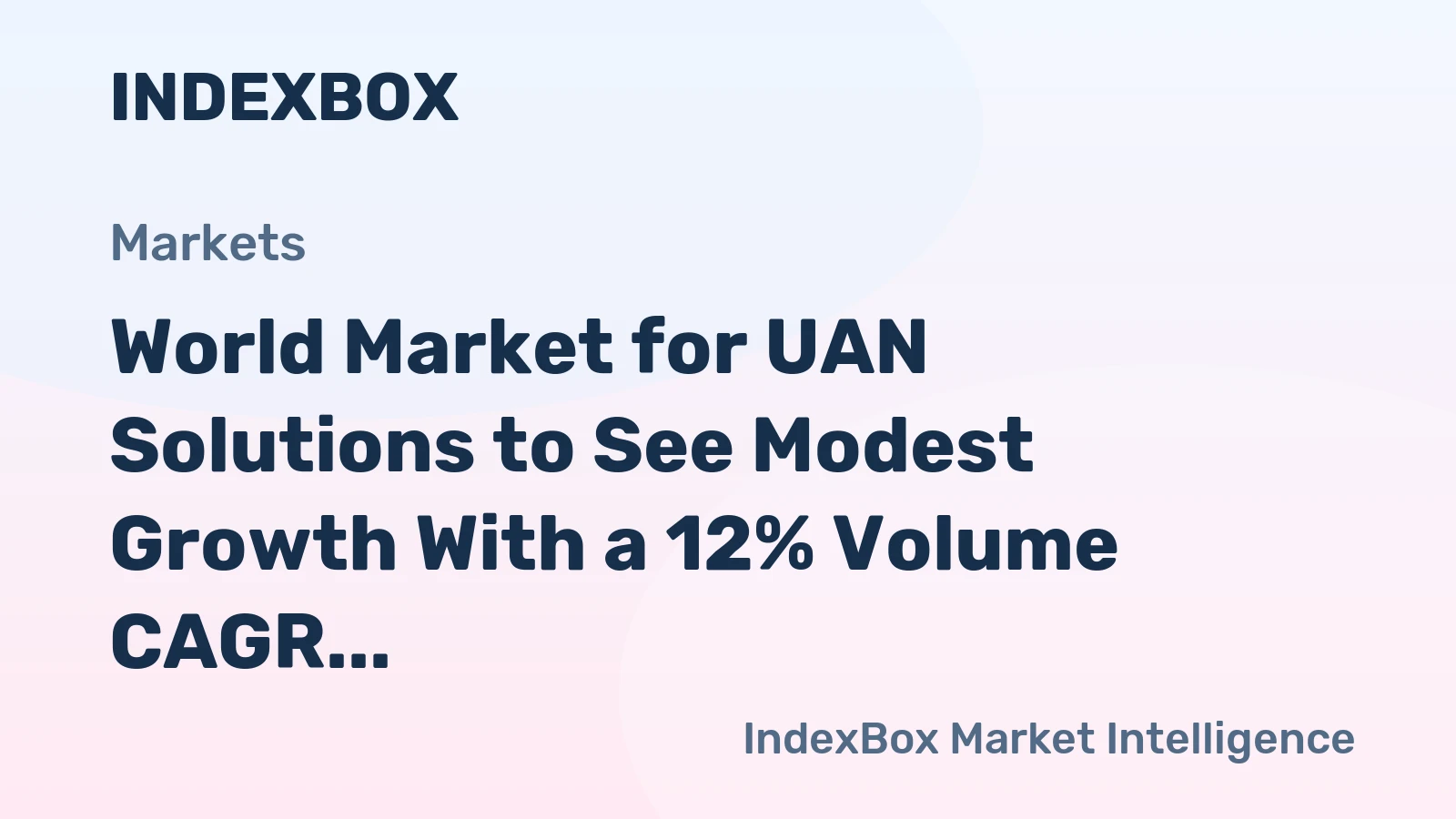 World Market for UAN Solutions to See Modest Growth With a 12% Volume CAGR Through 2035