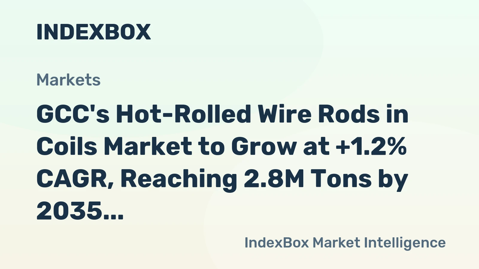 GCC's Hot-Rolled Wire Rods in Coils Market to Grow at +1.2% CAGR, Reaching 2.8M Tons by 2035