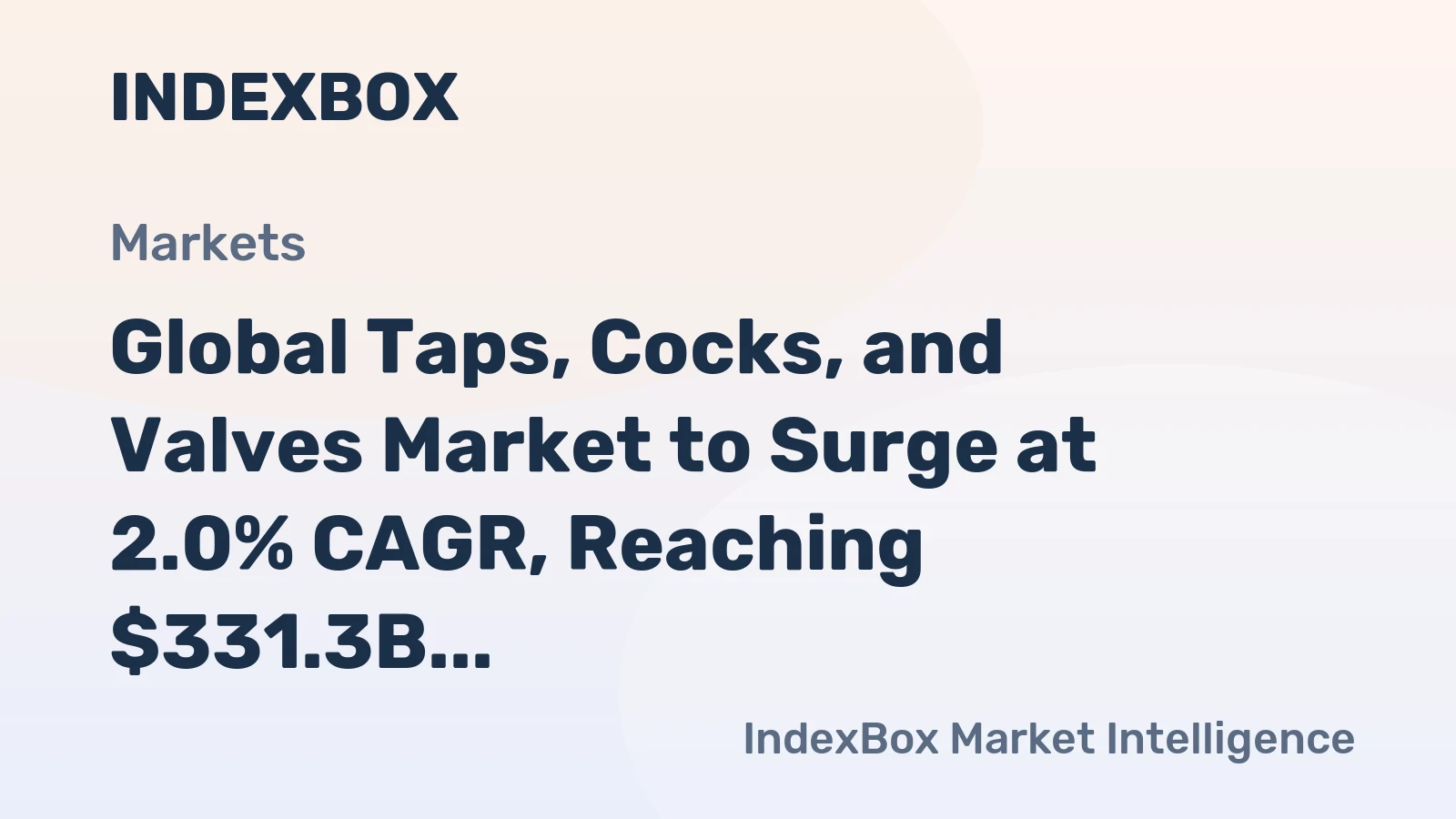 Global Taps, Cocks, and Valves Market to Surge at 2.0% CAGR, Reaching $331.3B by 2035