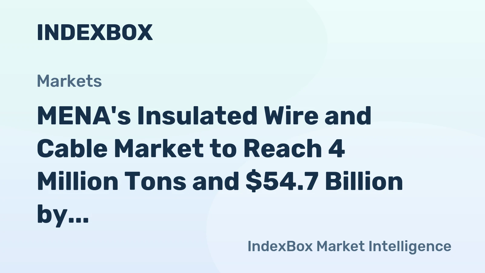 MENA's Insulated Wire and Cable Market to Reach 4 Million Tons and $54.7 Billion by 2035