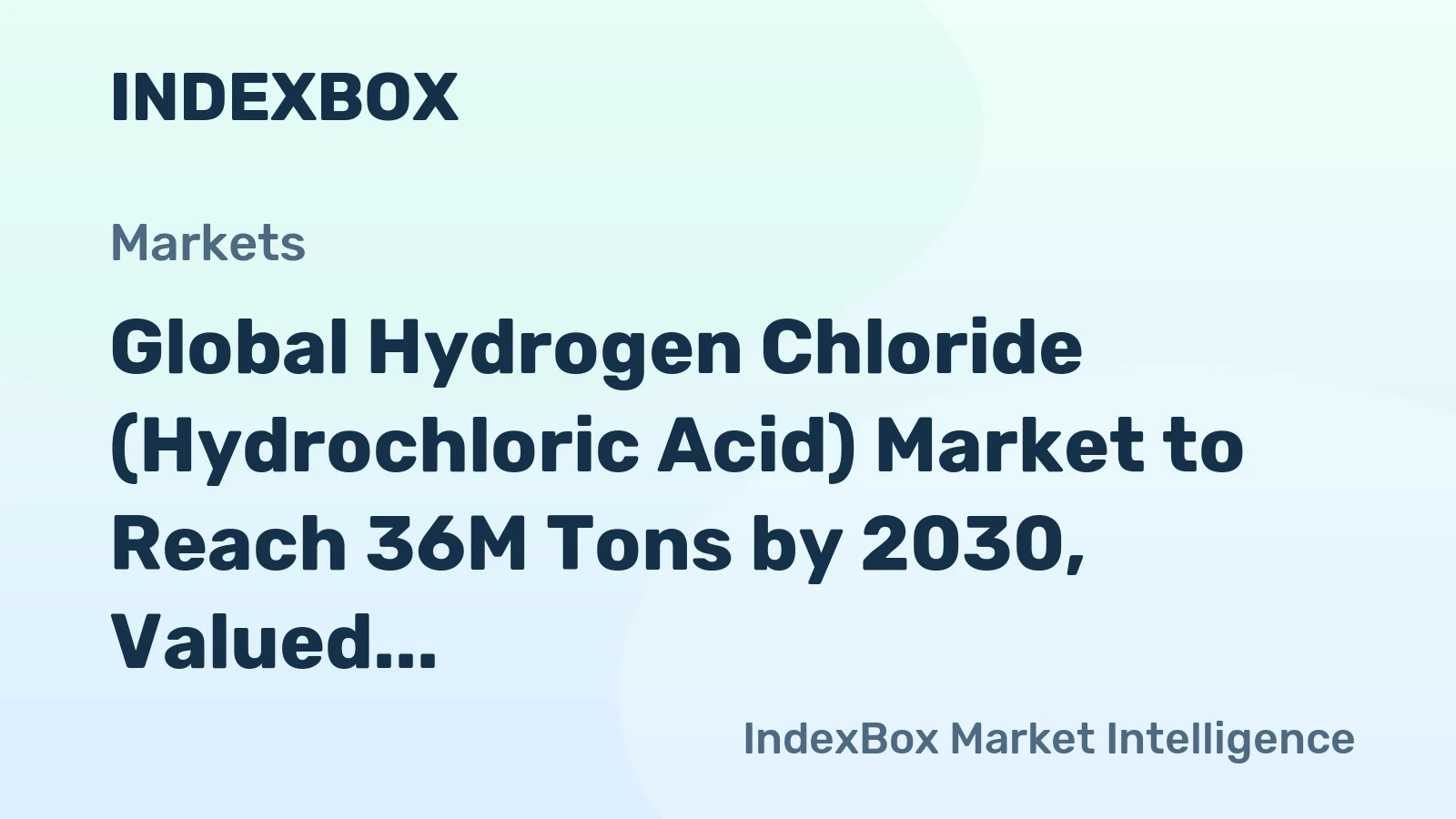 Global Hydrogen Chloride (Hydrochloric Acid) Market to Reach 36M Tons by 2030, Valued at $15.1B