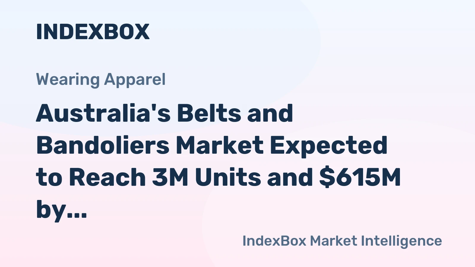Australia's Belts and Bandoliers Market Expected to Reach 3M Units and $615M by 2035