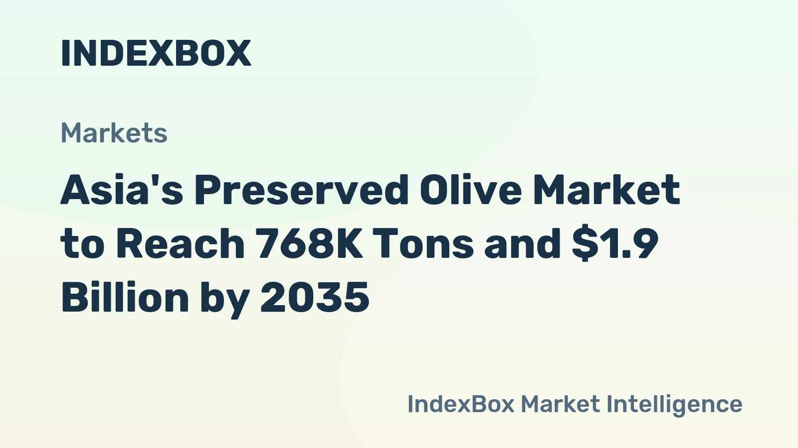 Asia's Preserved Olive Market to Reach 768K Tons and $1.9 Billion by 2035