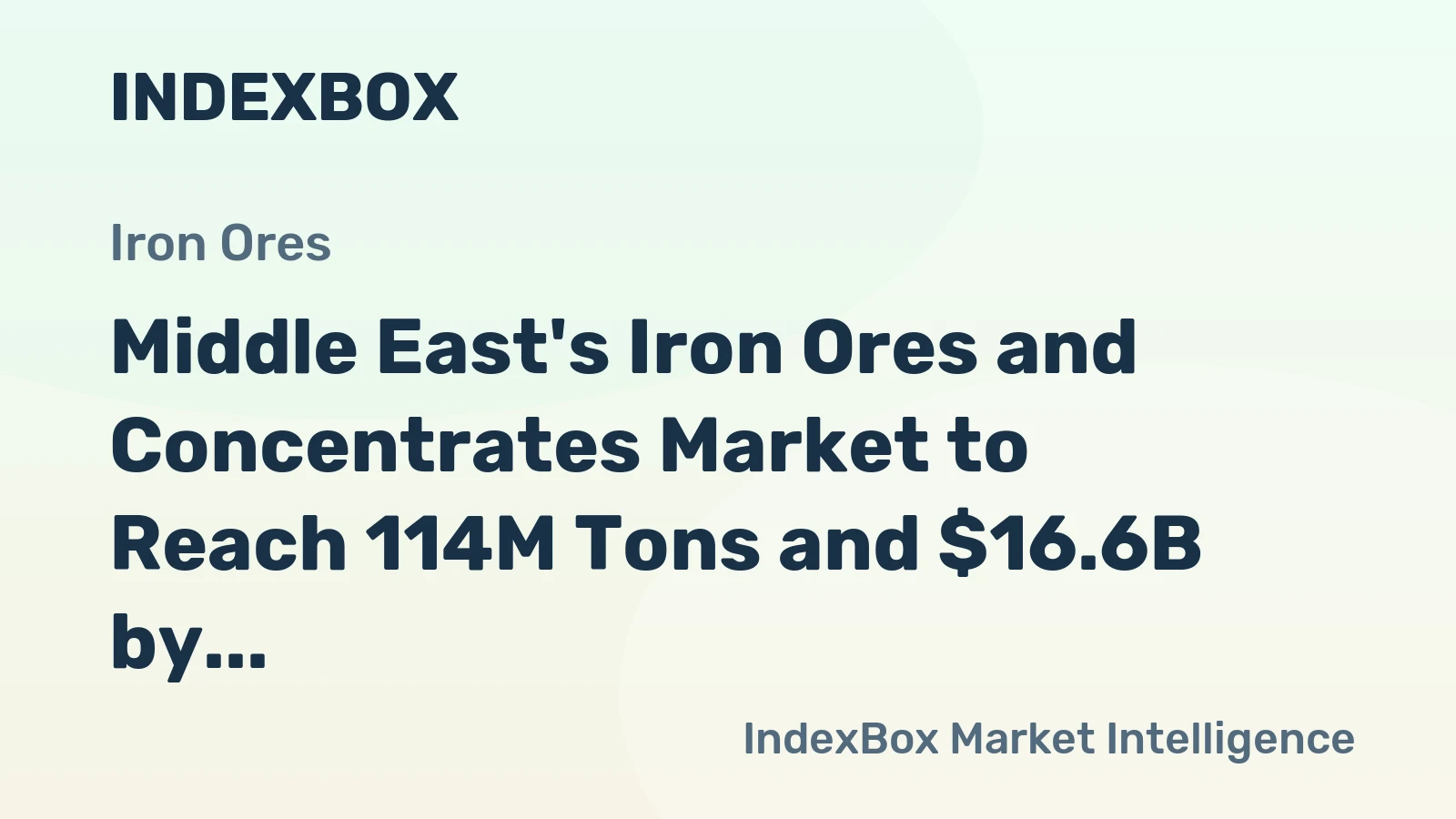 Middle East's Iron Ores and Concentrates Market to Reach 114M Tons and $16.6B by 2035