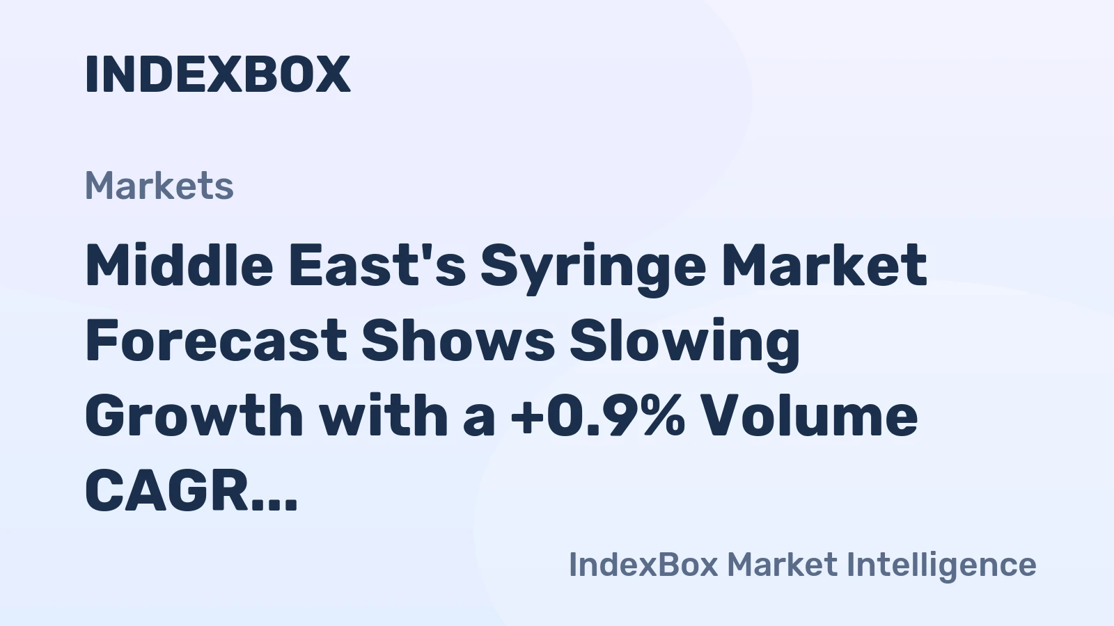 Middle East's Syringe Market Forecast Shows Slowing Growth with a +0.9% Volume CAGR