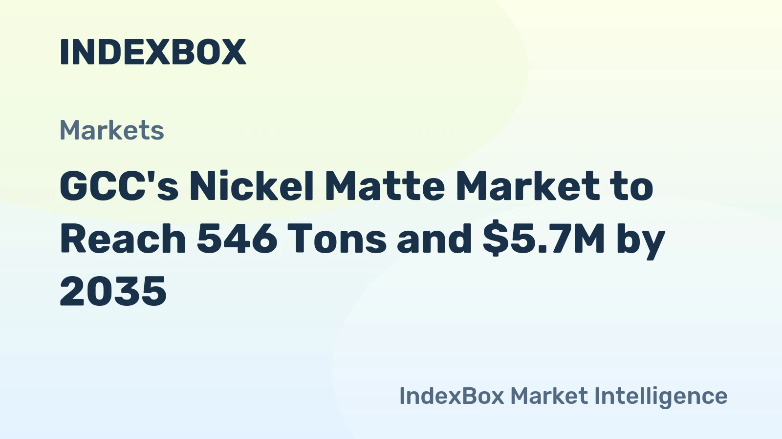 GCC's Nickel Matte Market to Reach 546 Tons and $5.7M by 2035