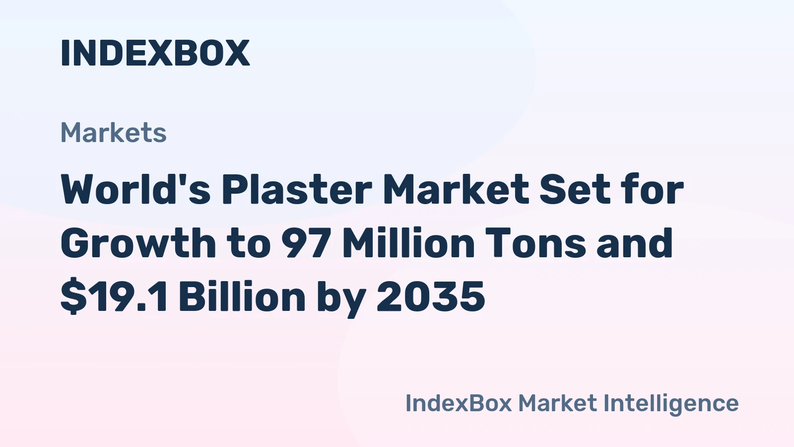 World's Plaster Market Set for Growth to 97 Million Tons and $19.1 Billion by 2035