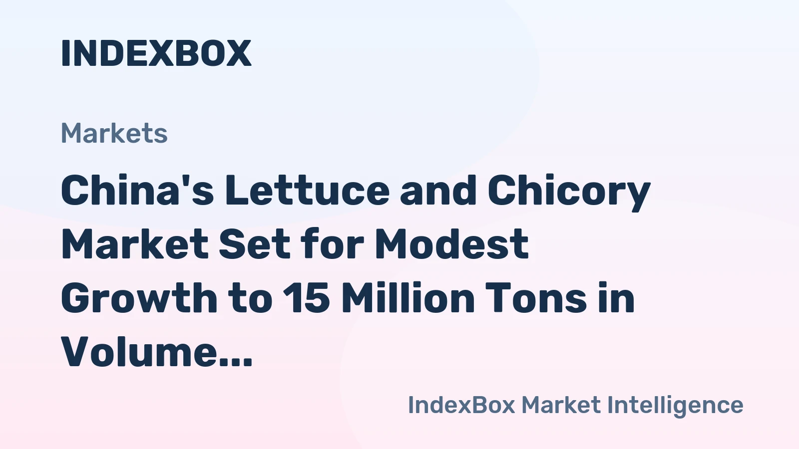 China's Lettuce and Chicory Market Set for Modest Growth to 15 Million Tons in Volume and $23.3 Billion in Value