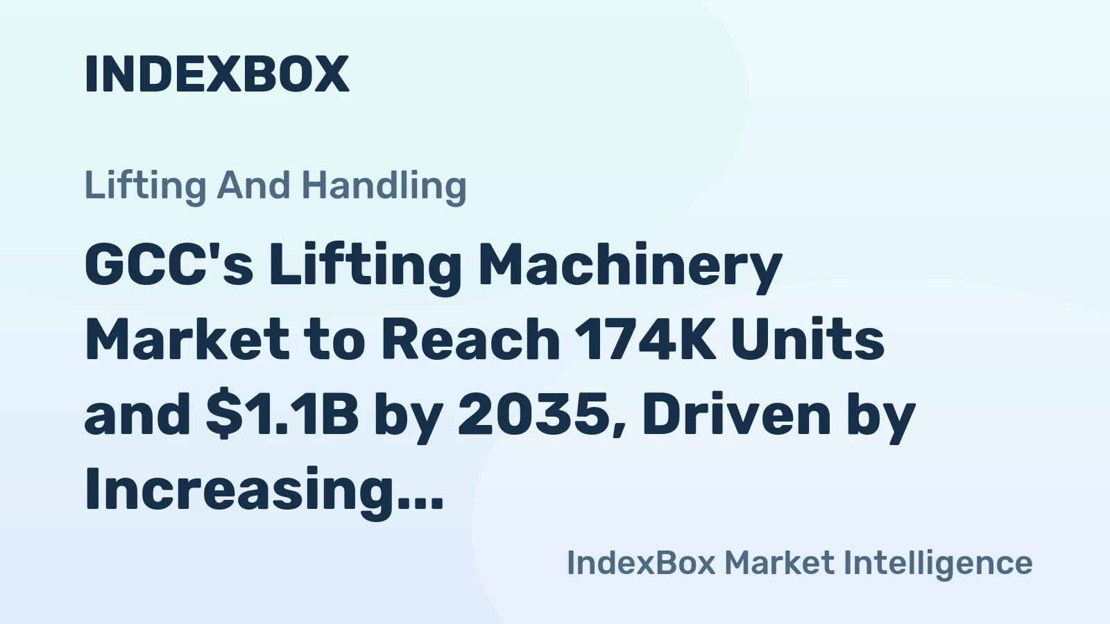 GCC's Lifting Machinery Market to Reach 174K Units and $1.1B by 2035, Driven by Increasing Demand