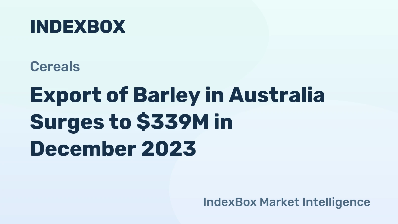 Export of Barley in Australia Surges to $339M in December 2023