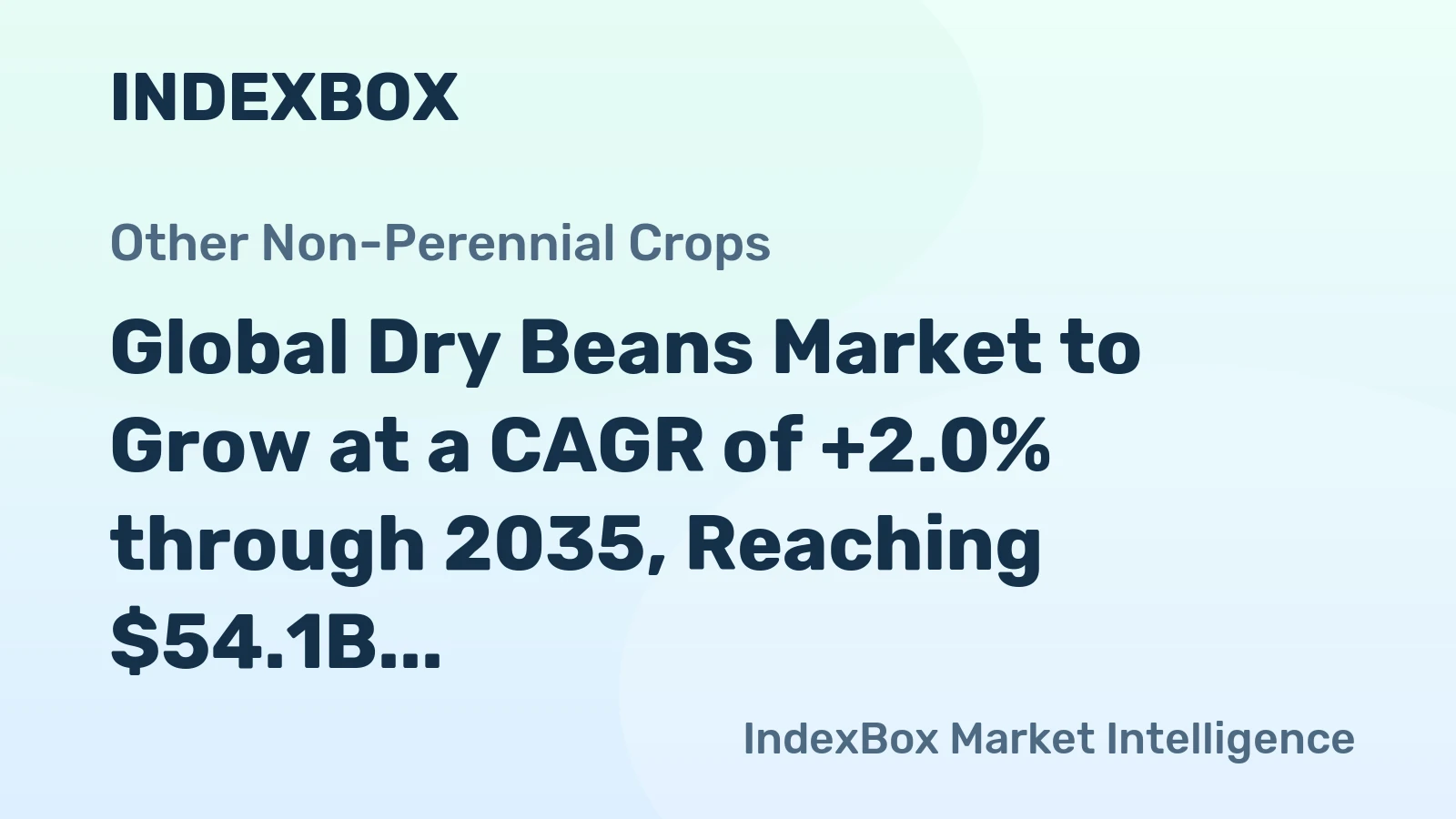 Global Dry Beans Market to Grow at a CAGR of +2.0% through 2035, Reaching $54.1B