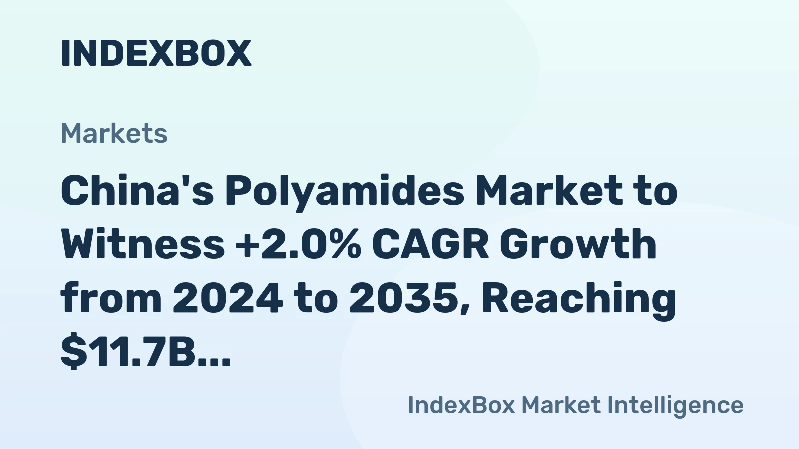 China's Polyamides Market to Witness +2.0% CAGR Growth from 2024 to 2035, Reaching $11.7B Value
