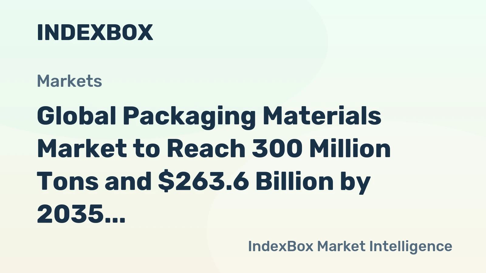 Global Packaging Materials Market to Reach 300 Million Tons and $263.6 Billion by 2035