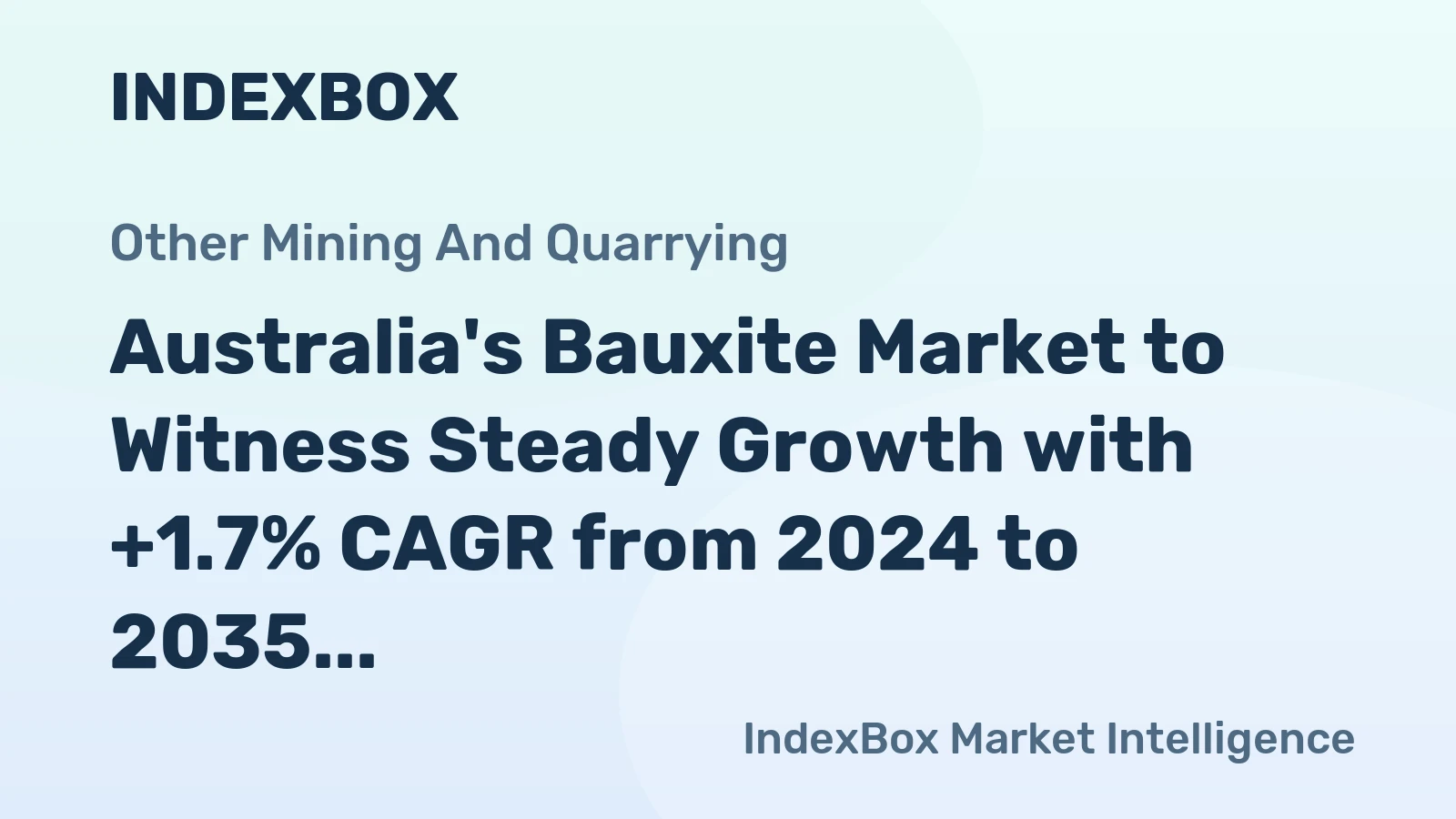 Australia's Bauxite Market to Witness Steady Growth with +1.7% CAGR from 2024 to 2035