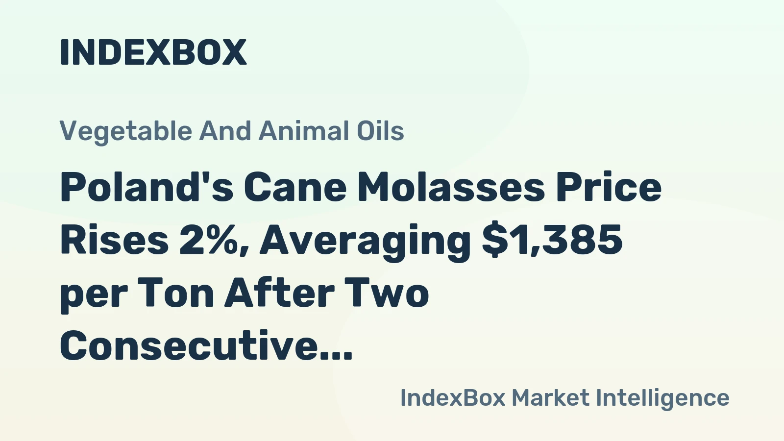 Poland's Cane Molasses Price Rises 2%, Averaging $1,385 per Ton After Two Consecutive Months of Growth