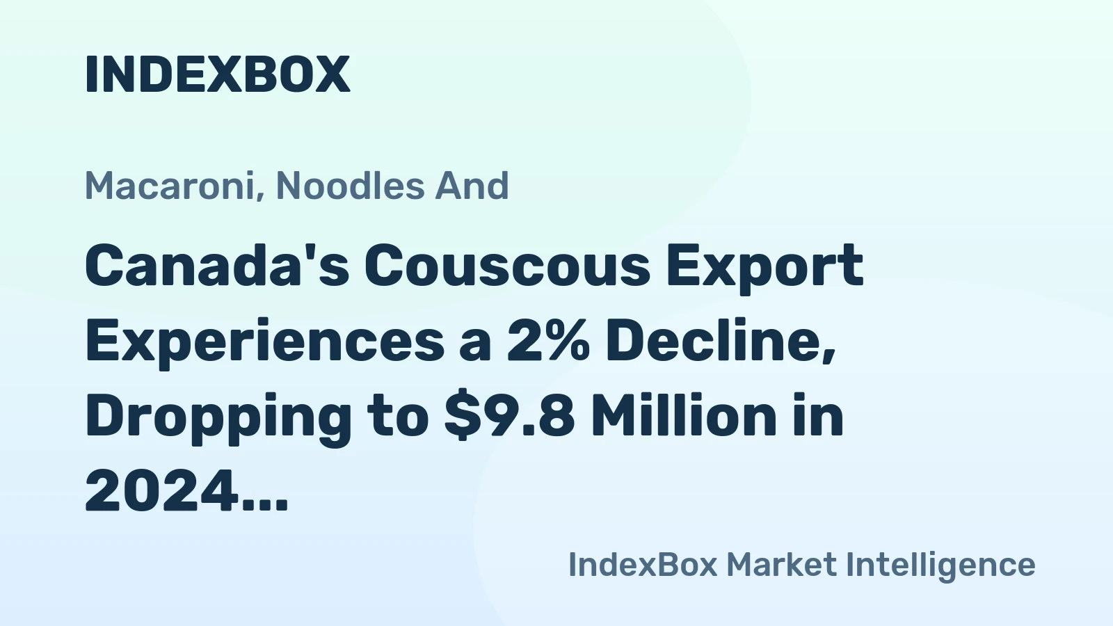Canada's Couscous Export Experiences a 2% Decline, Dropping to $9.8 Million in 2024