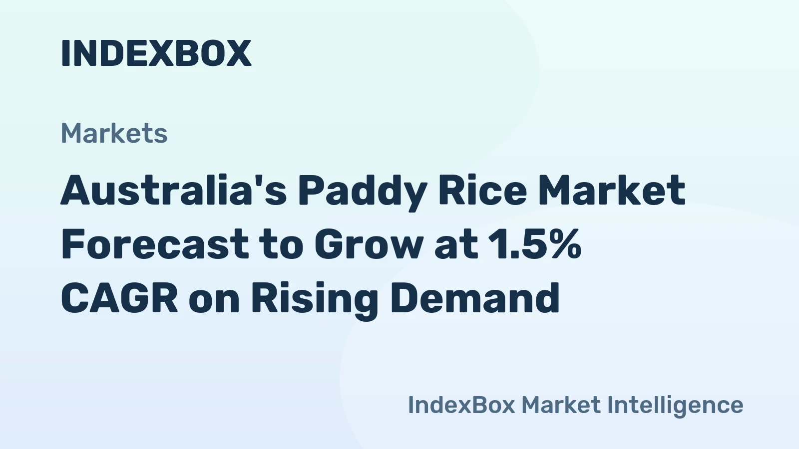 Australia's Paddy Rice Market Forecast to Grow at 1.5% CAGR on Rising Demand