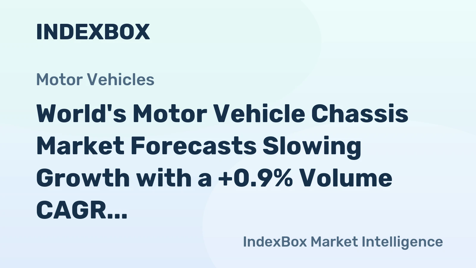 World's Motor Vehicle Chassis Market Forecasts Slowing Growth with a +0.9% Volume CAGR to 2035