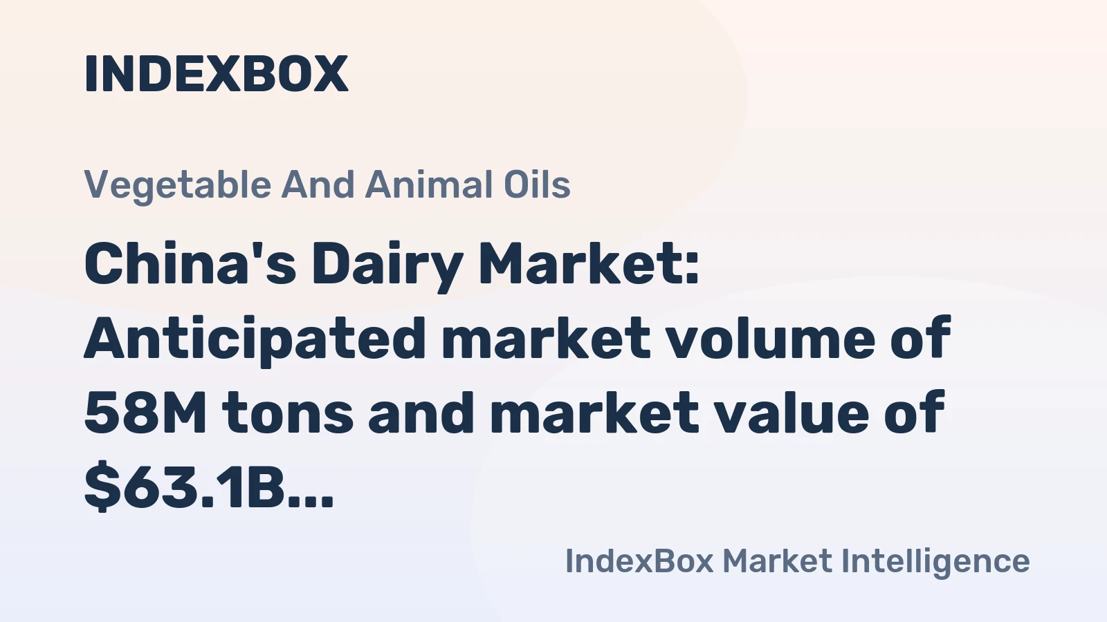 China's Dairy Market: Anticipated market volume of 58M tons and market value of $63.1B by 2035