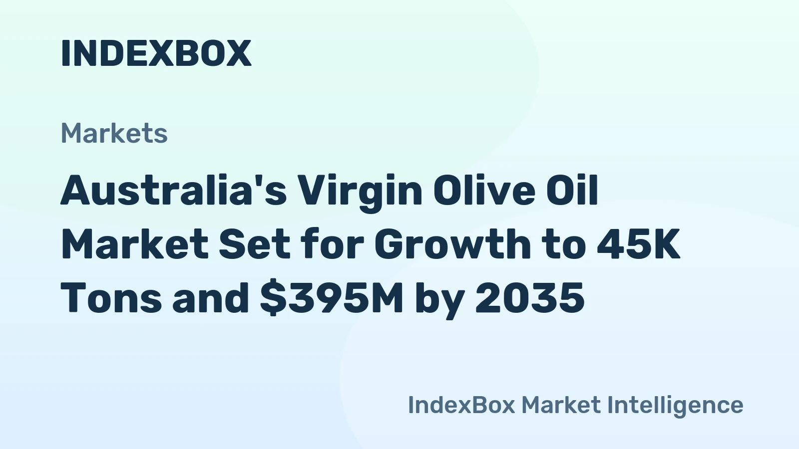 Australia's Virgin Olive Oil Market Set for Growth to 45K Tons and $395M by 2035