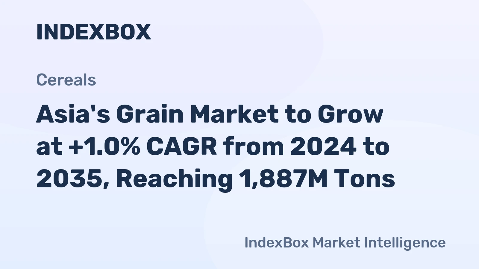 Asia's Grain Market to Grow at +1.0% CAGR from 2024 to 2035, Reaching 1,887M Tons