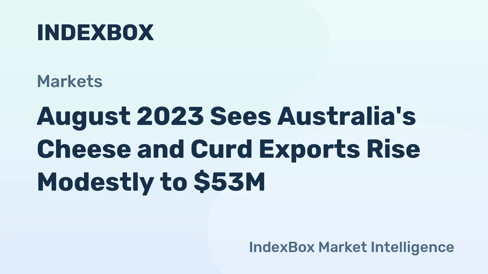 August 2023 Sees Australia's Cheese and Curd Exports Rise Modestly to $53M