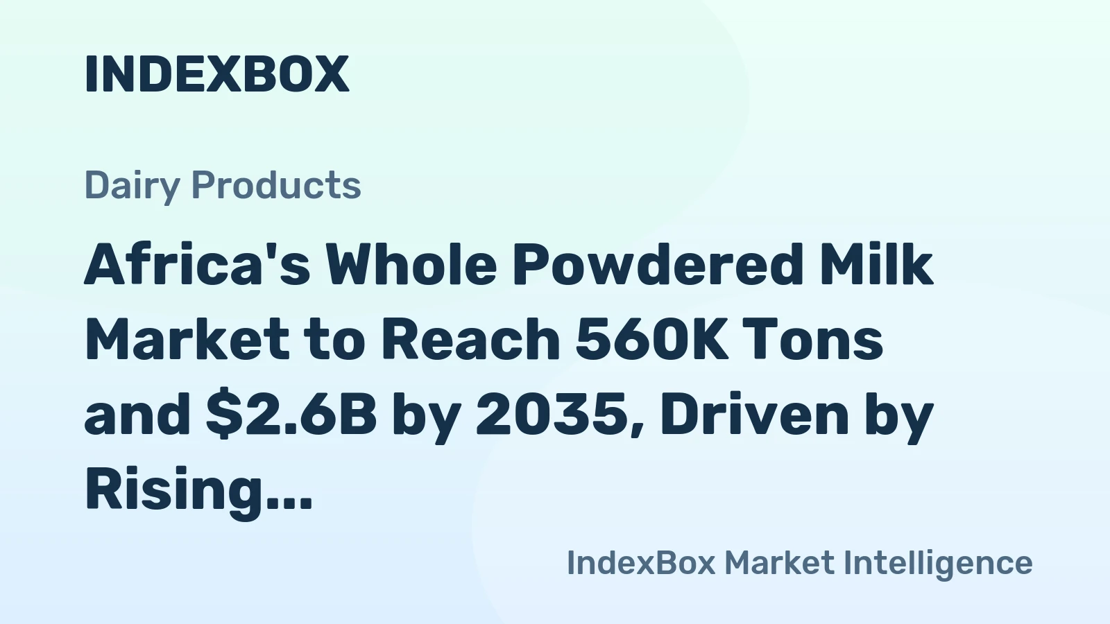 Africa's Whole Powdered Milk Market to Reach 560K Tons and $2.6B by 2035, Driven by Rising Demand