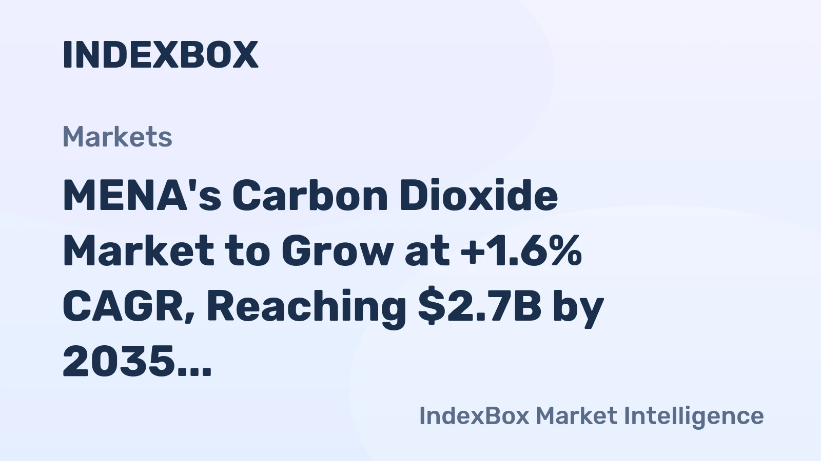 MENA's Carbon Dioxide Market to Grow at +1.6% CAGR, Reaching $2.7B by 2035