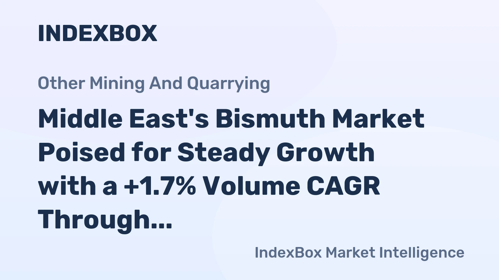 Middle East's Bismuth Market Poised for Steady Growth with a +1.7% Volume CAGR Through 2035