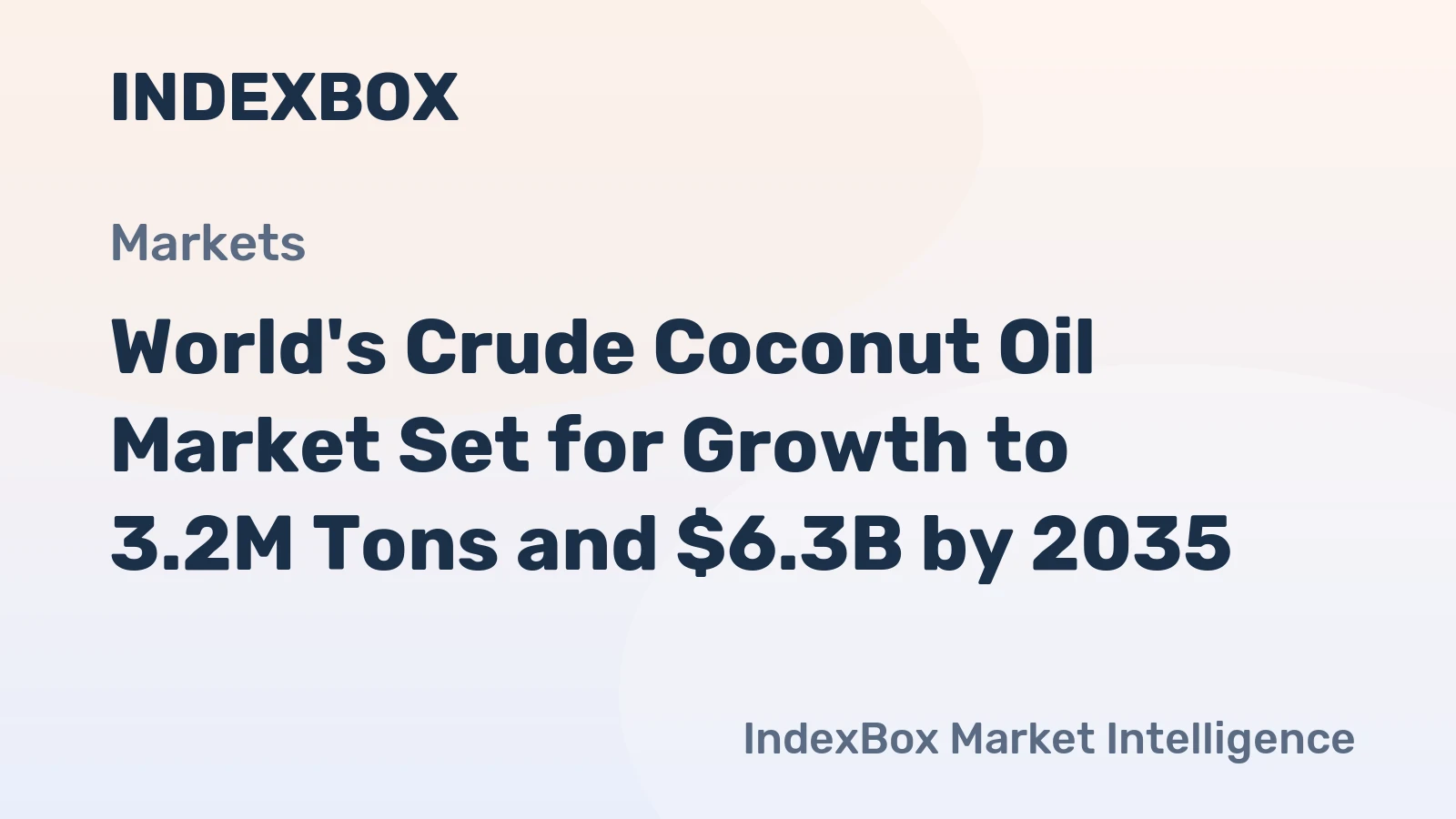 World's Crude Coconut Oil Market Set for Growth to 3.2M Tons and $6.3B by 2035