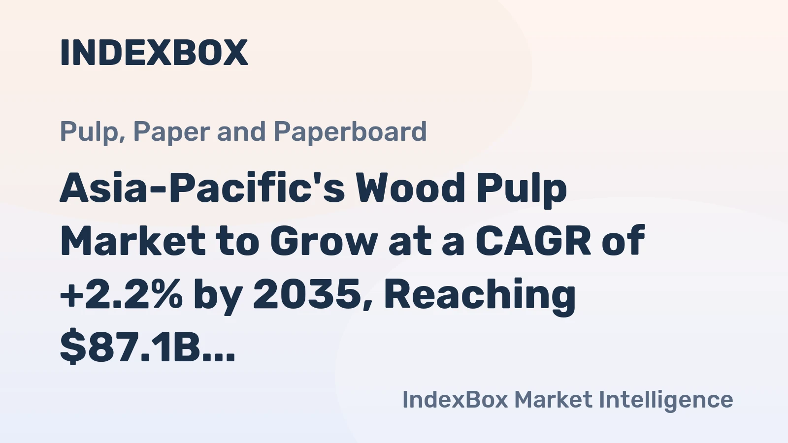 Asia-Pacific's Wood Pulp Market to Grow at a CAGR of +2.2% by 2035, Reaching $87.1B in Value