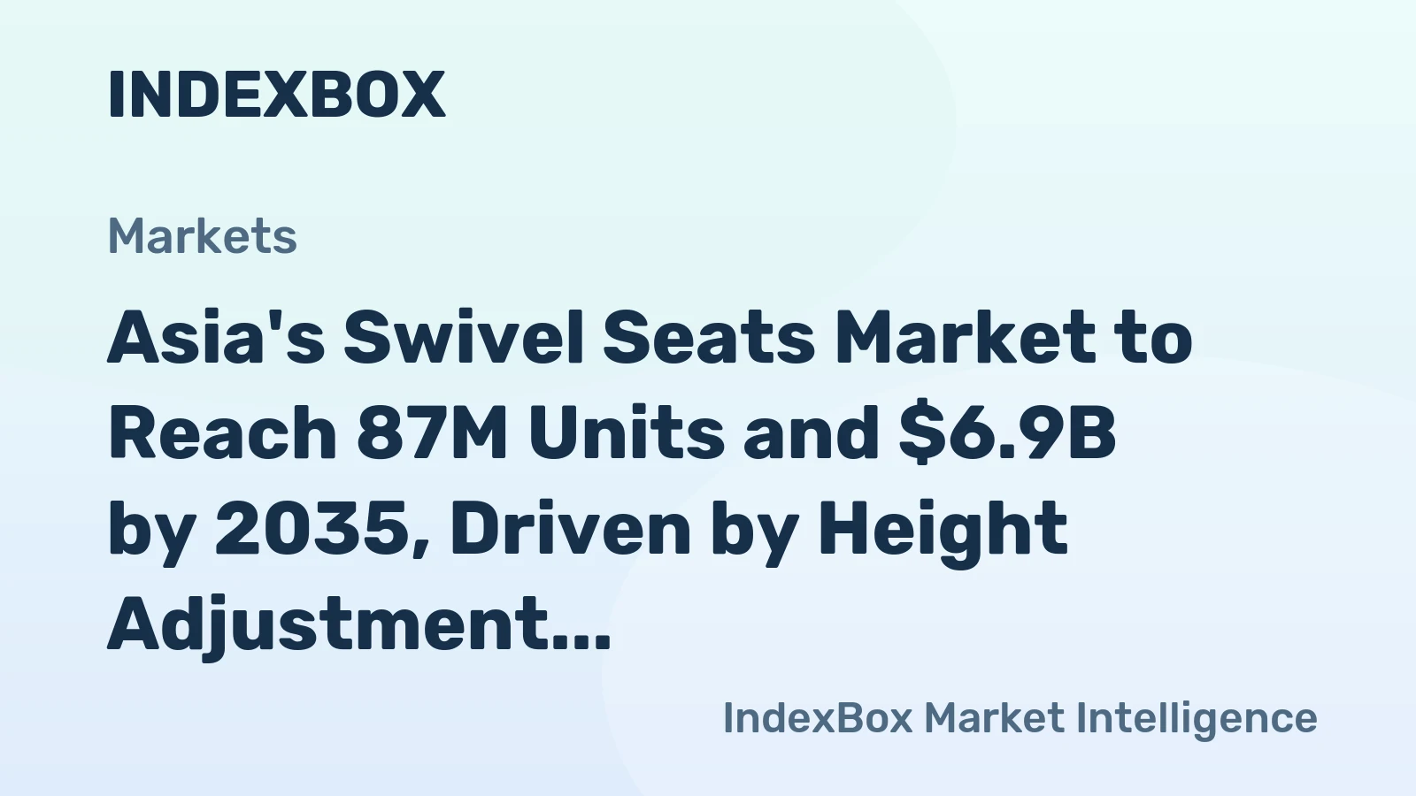 Asia's Swivel Seats Market to Reach 87M Units and $6.9B by 2035, Driven by Height Adjustment Demand