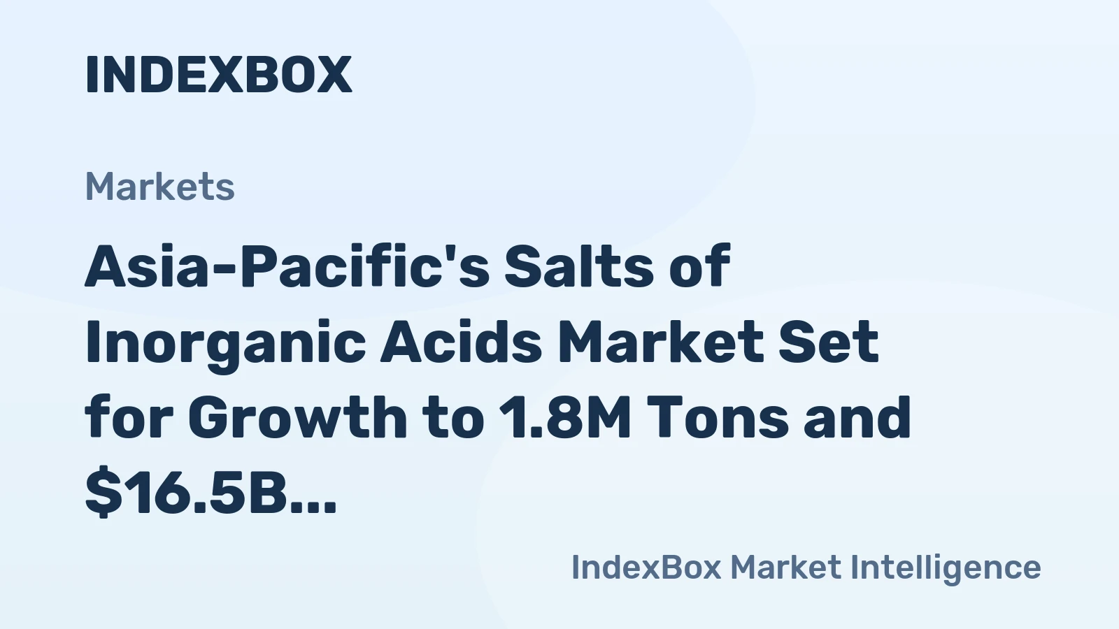 Asia-Pacific's Salts of Inorganic Acids Market Set for Growth to 1.8M Tons and $16.5B