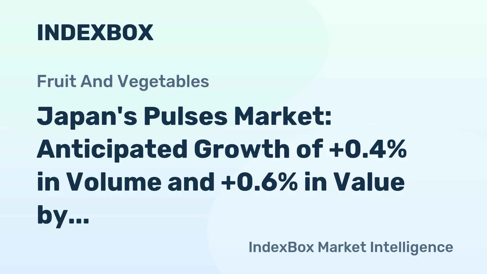 Japan's Pulses Market: Anticipated Growth of +0.4% in Volume and +0.6% in Value by 2035