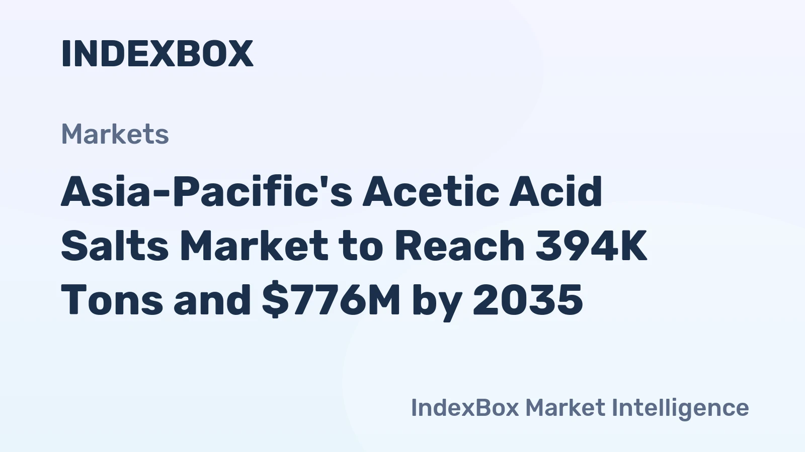 Asia-Pacific's Acetic Acid Salts Market to Reach 394K Tons and $776M by 2035