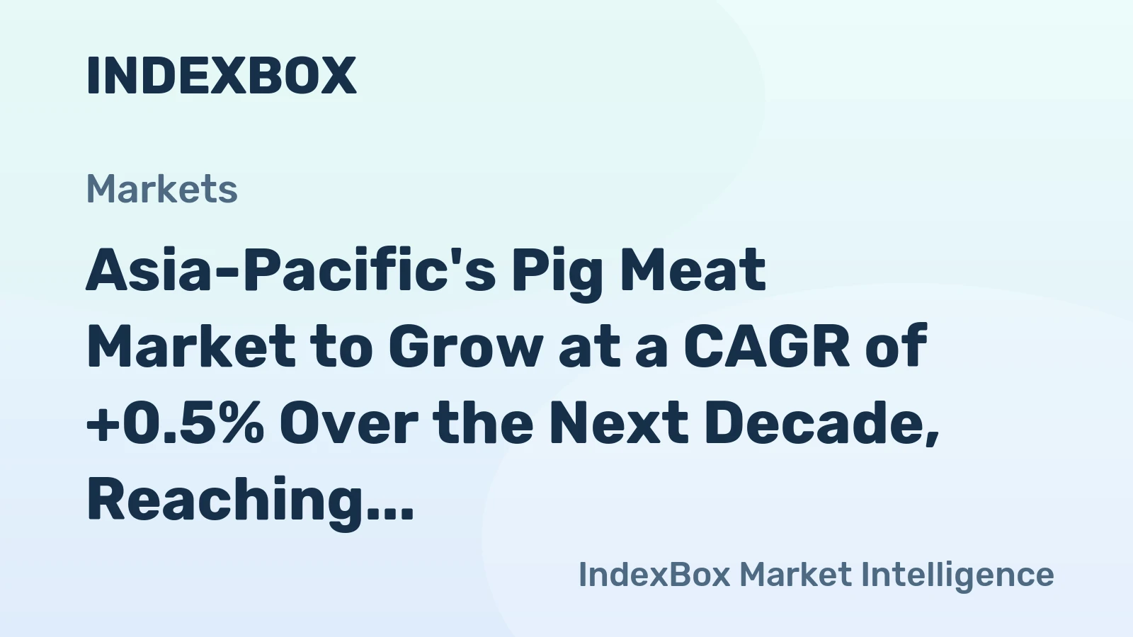 Asia-Pacific's Pig Meat Market to Grow at a CAGR of +0.5% Over the Next Decade, Reaching $3.6B by 2035