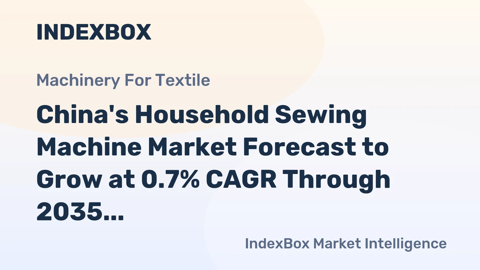 China's Household Sewing Machine Market Forecast to Grow at 0.7% CAGR Through 2035