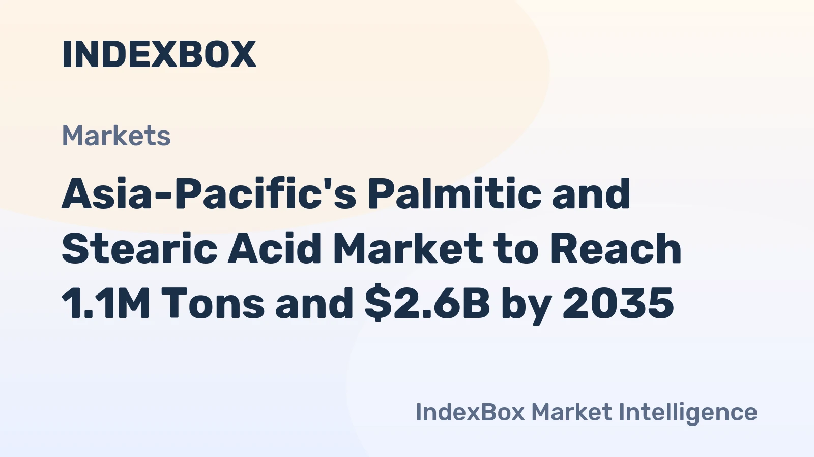 Asia-Pacific's Palmitic and Stearic Acid Market to Reach 1.1M Tons and $2.6B by 2035
